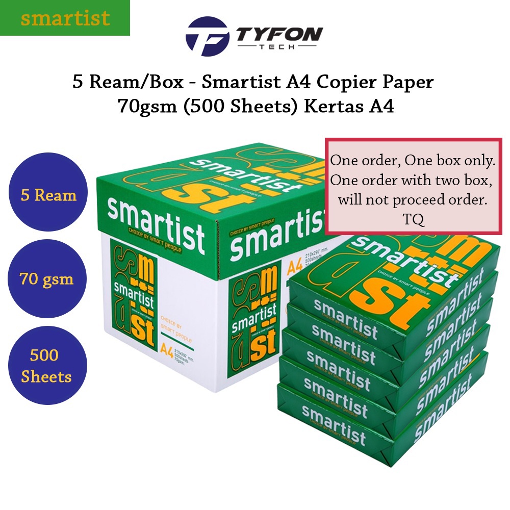 A Paper | 1Box/ 5 Reams - Smartist A4 Copier Paper - 70gsm (500 Sheets ...