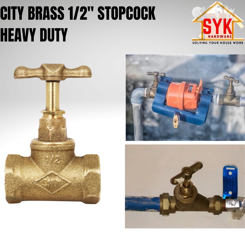SYK CITY Brass Stopcock 1/2 Inch Heavy Duty Stop Valve Pipe Fitting ...