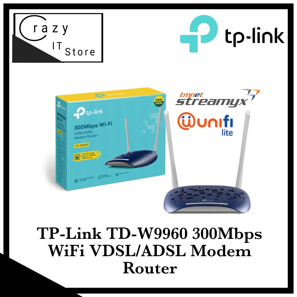 TP-Link TD-W9960 300Mbps Wireless N VDSL/ADSL Modem WiFi Router [Support Unifi Lite&Streamyx ...