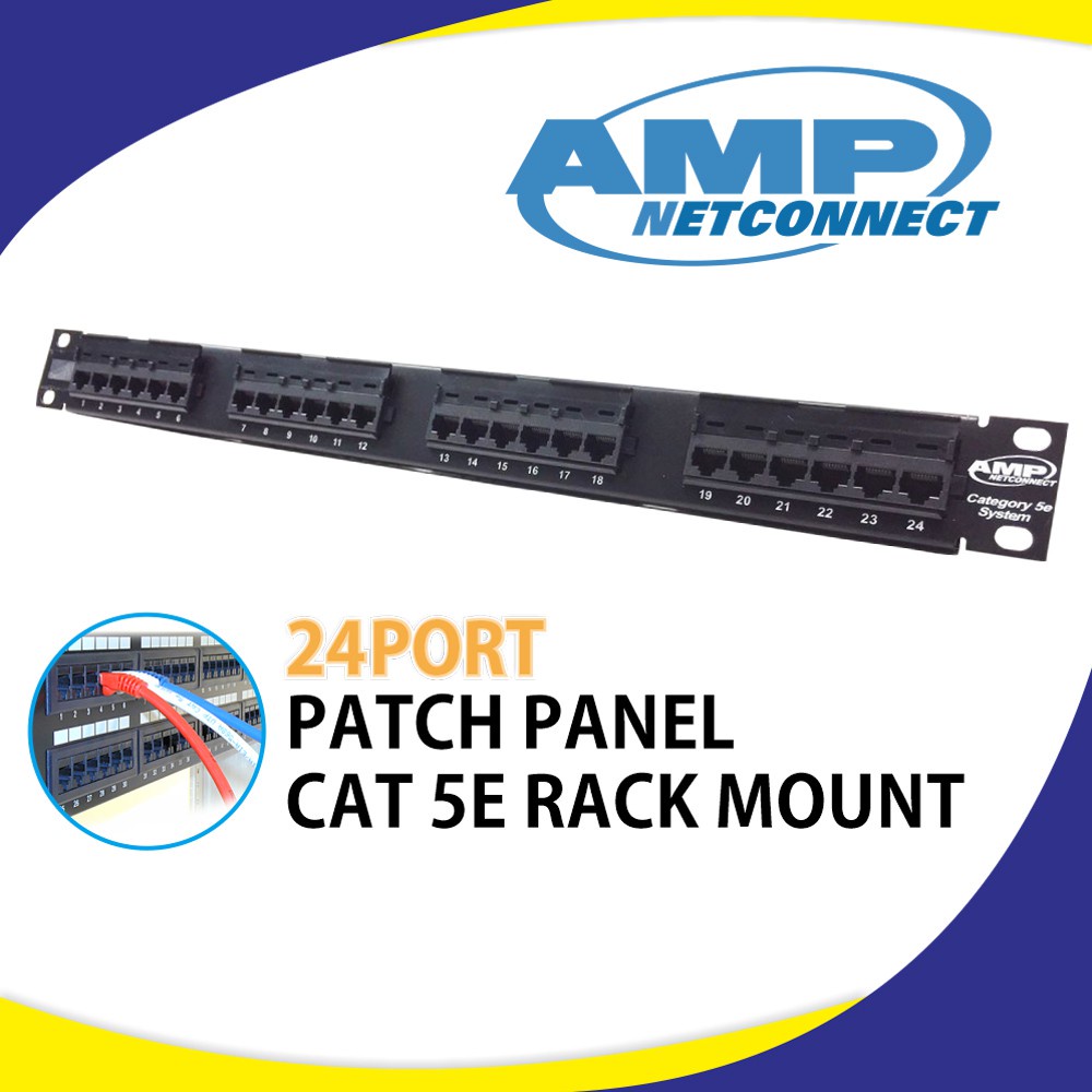 24 Port RJ45 19" 1U Rackmount Patch Panel Cat5 Rack Mount UTP | Shopee ...