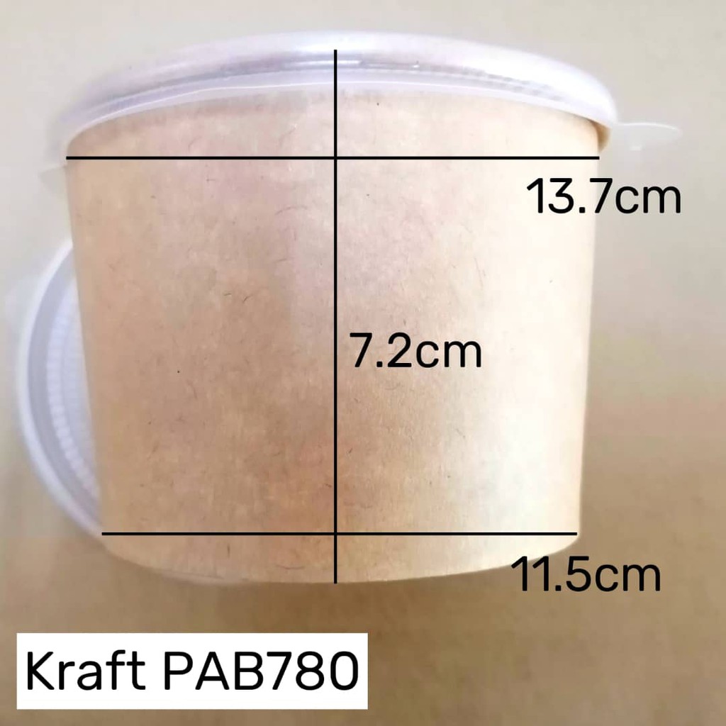 50pcs Disposable Kraft Brown Bowl & Paper Porridge/Soup Tub Bowls with Flat lid/penutup rata ...