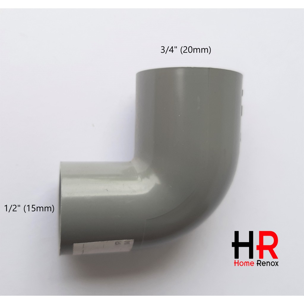 PVC Reduce Elbow 1/2"-3/4" (15mm-20mm) Penyambung Paip Plastik/PVC ...