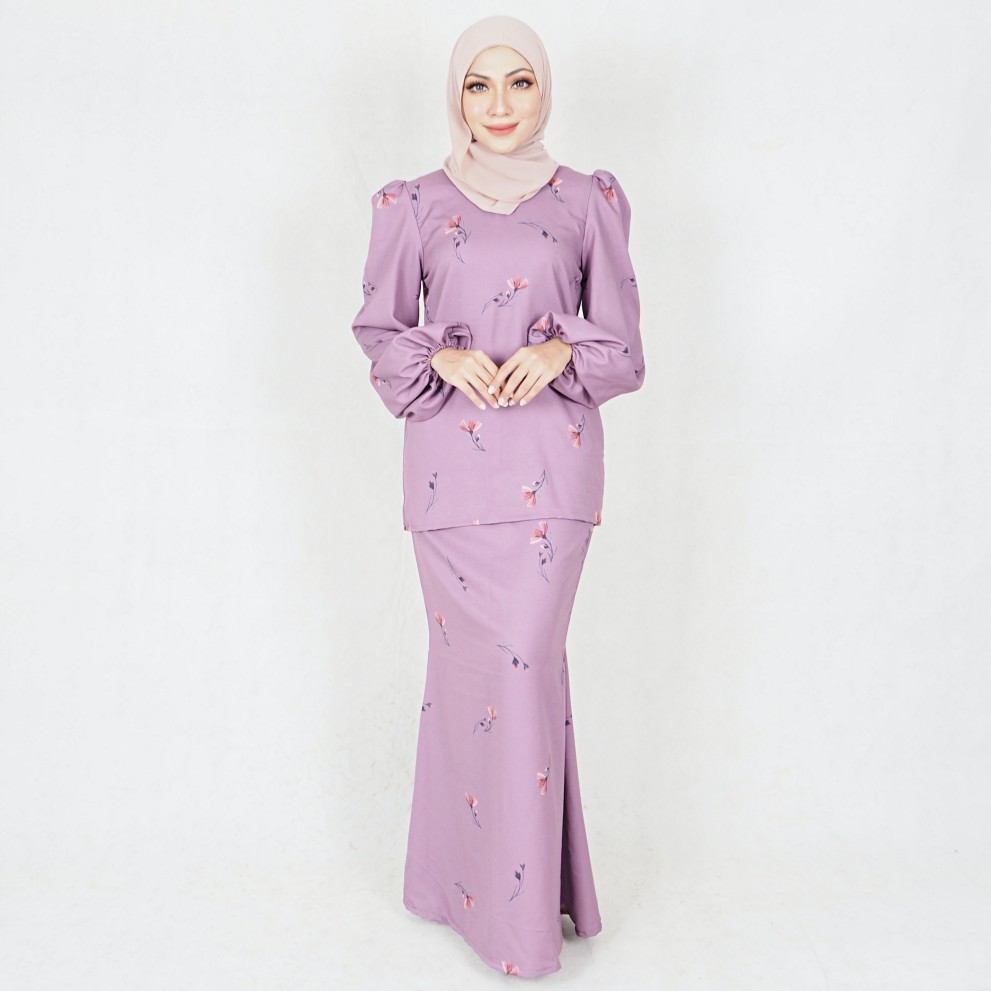 Muslimah Baju Kurung Floral Printed Perempuan Dewasa (S-5XL) Baju Raya 2024 | Shopee Malaysia