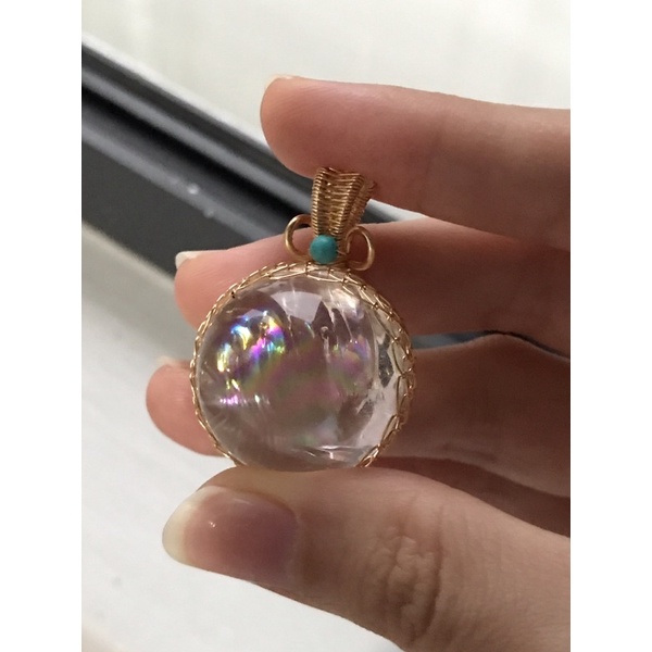 Rainbow clear quartz crystal ball pendant | Shopee Malaysia