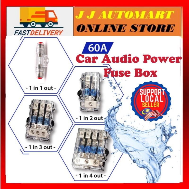 High Performance Car Audio Power Fuse Box 1 in 1/2/3/4 out Fuse Holder ...