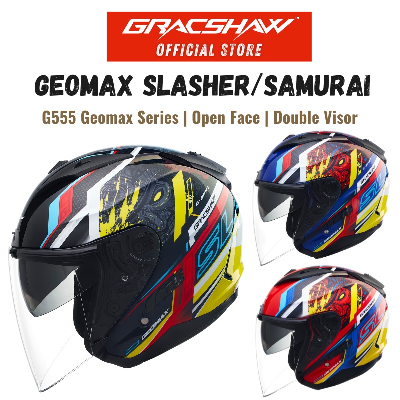 Gracshaw Helmet Geomax G555 Slasher/Samurai/Double Visor/Open Face ...