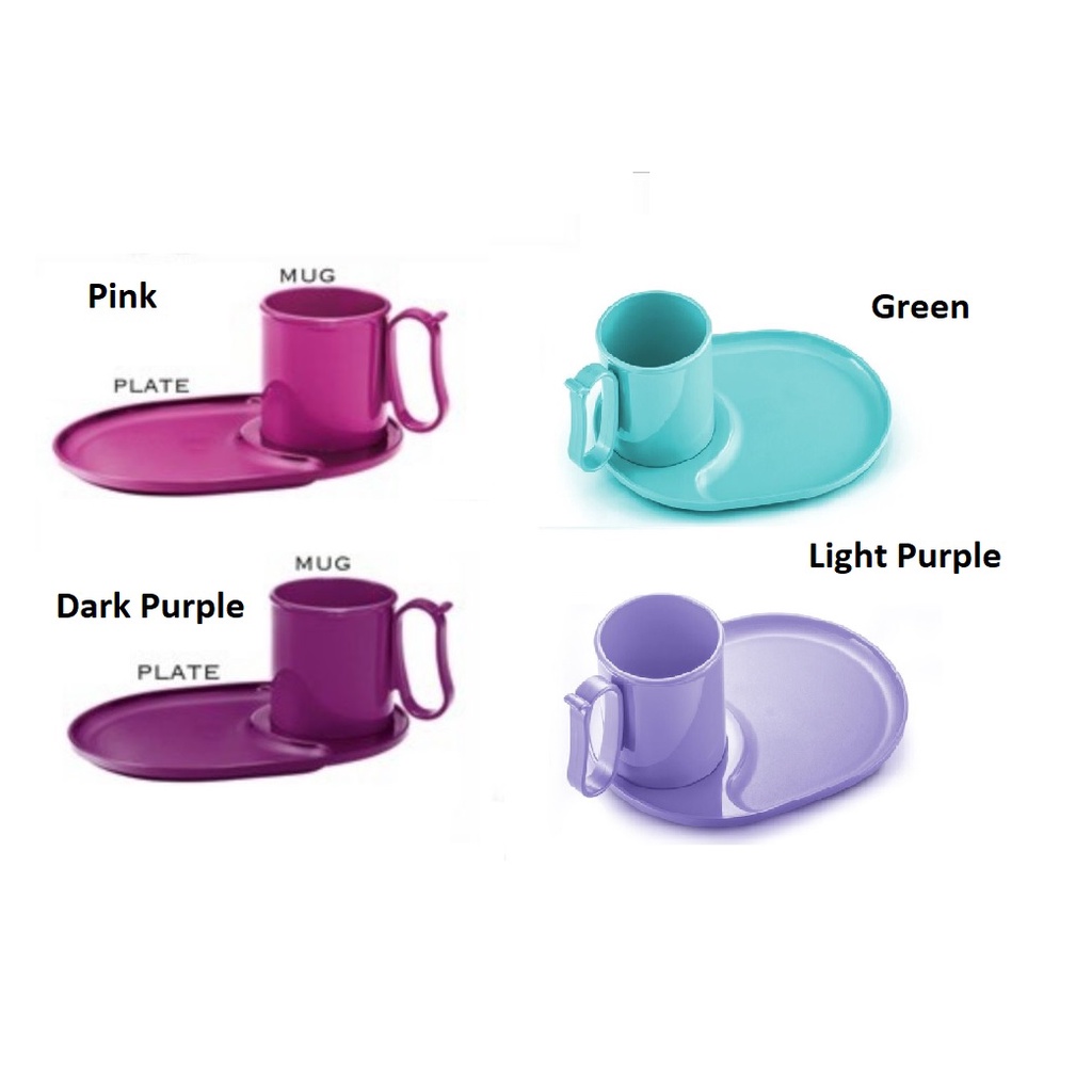 Tupperware Tea 4 Two Plate and Mug Set Pink/ Purple/ Green/ Light ...