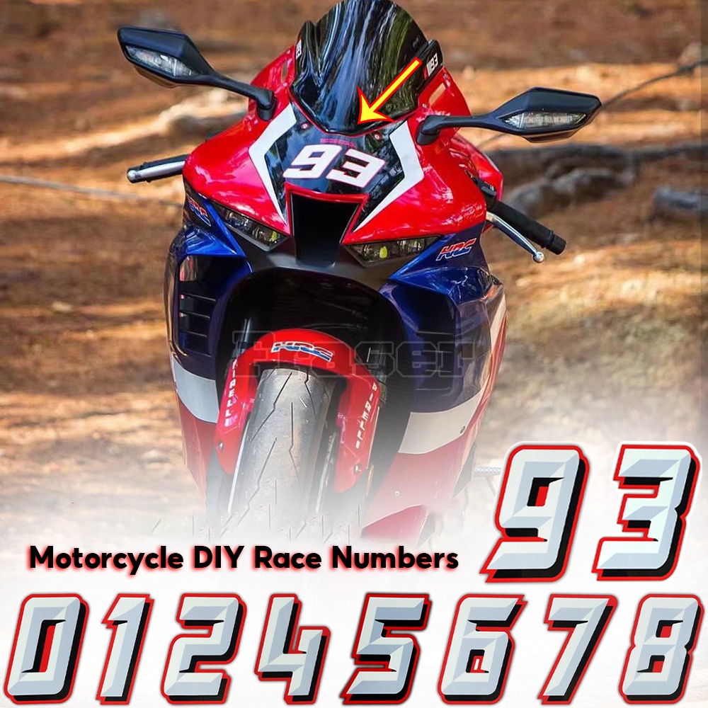 [PERSONALISED] Reflective Motorcycle Race numbers vinyl 110mmx75mm ...