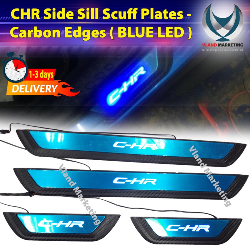 TOYOTA CHR Side Sill Plates - Carbon Edges (BLUE LED) | Shopee Malaysia