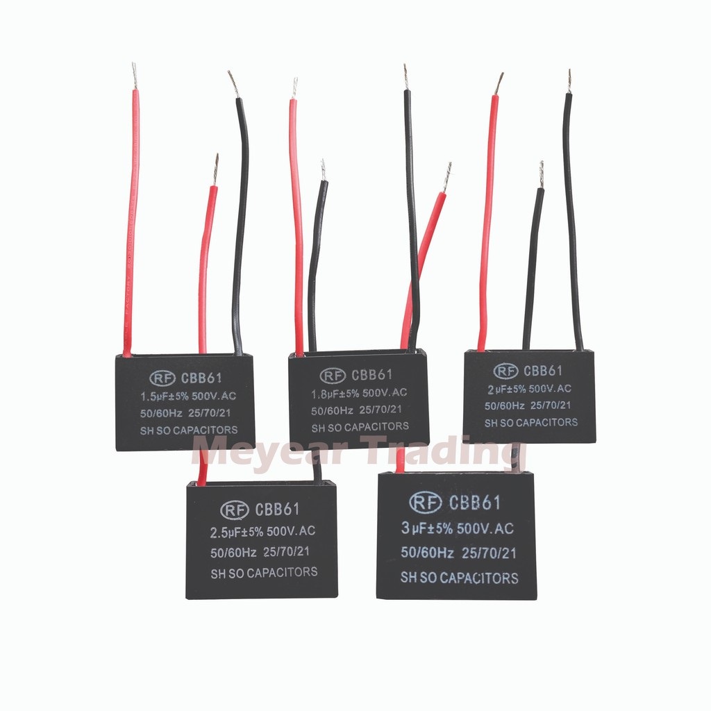 CBB61 ( 1.5uf, 1.8uf, 2.0uf, 2.5uf, 3.0uf ) 500v AC Fan Capacitor ...