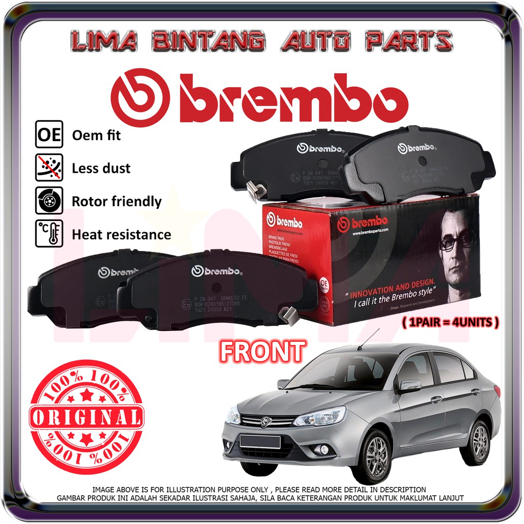 Proton Saga VVT Front Brake Pads , Disc Brake Pad Brembo *Original ...