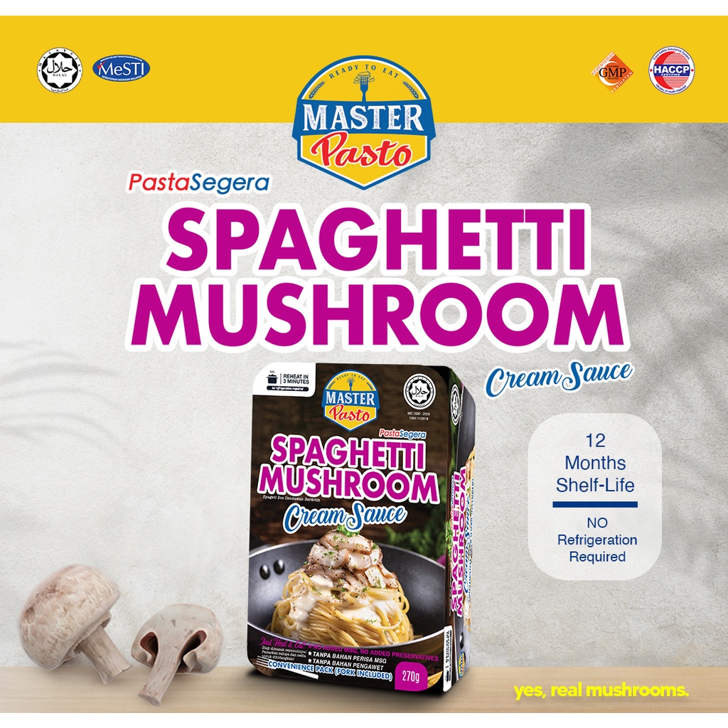 HALAL PASTA SEGERA Spaghetti Mushroom Cream Sauce | Shopee Malaysia