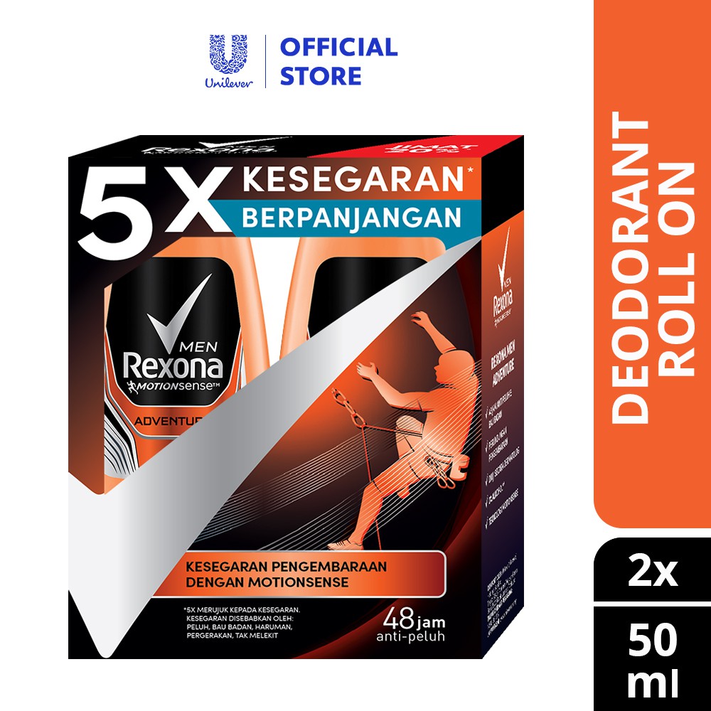 Rexona Men's Deodorant Roll On - Adventure (45ml x 2) | Shopee Malaysia