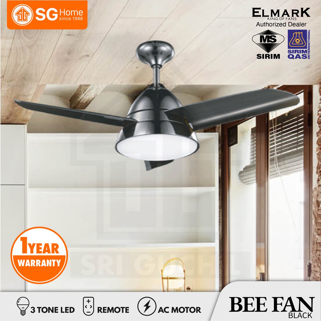 [READY STOCK] Elmark Bee Fan 36" (Black) Remote Ceiling Fan With 3 ...