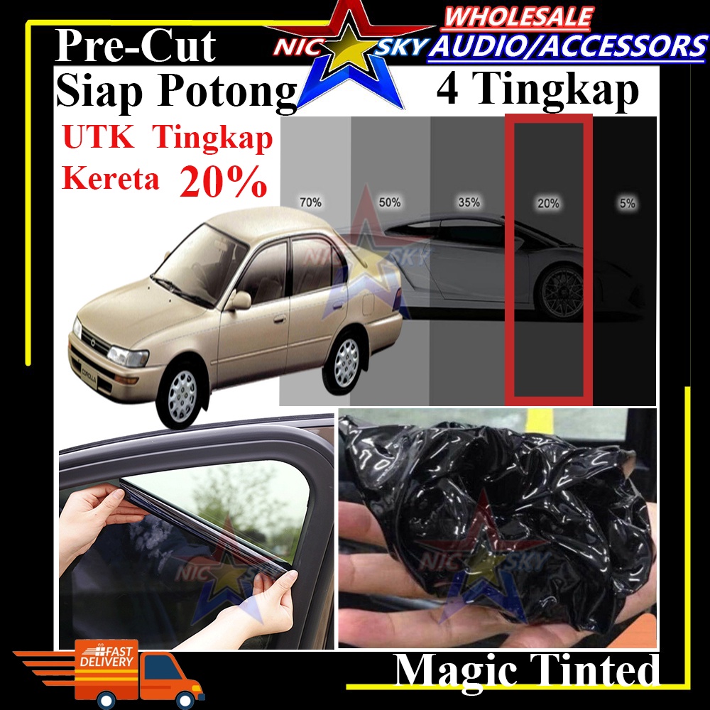 Magic Tinted hitam 20% 4Door Siap Potong Toyota le-100 ed kereta magic ...