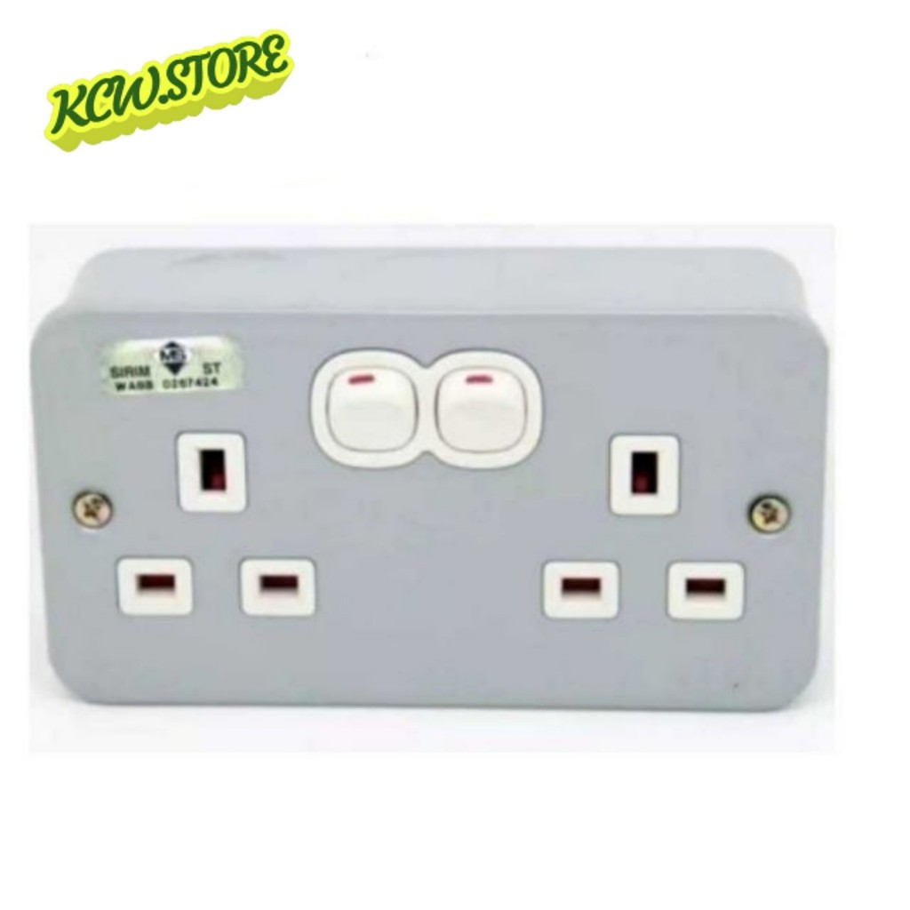 Sirim Approved 13AMP 2Way Metal Clad Switched Socket | Shopee Malaysia