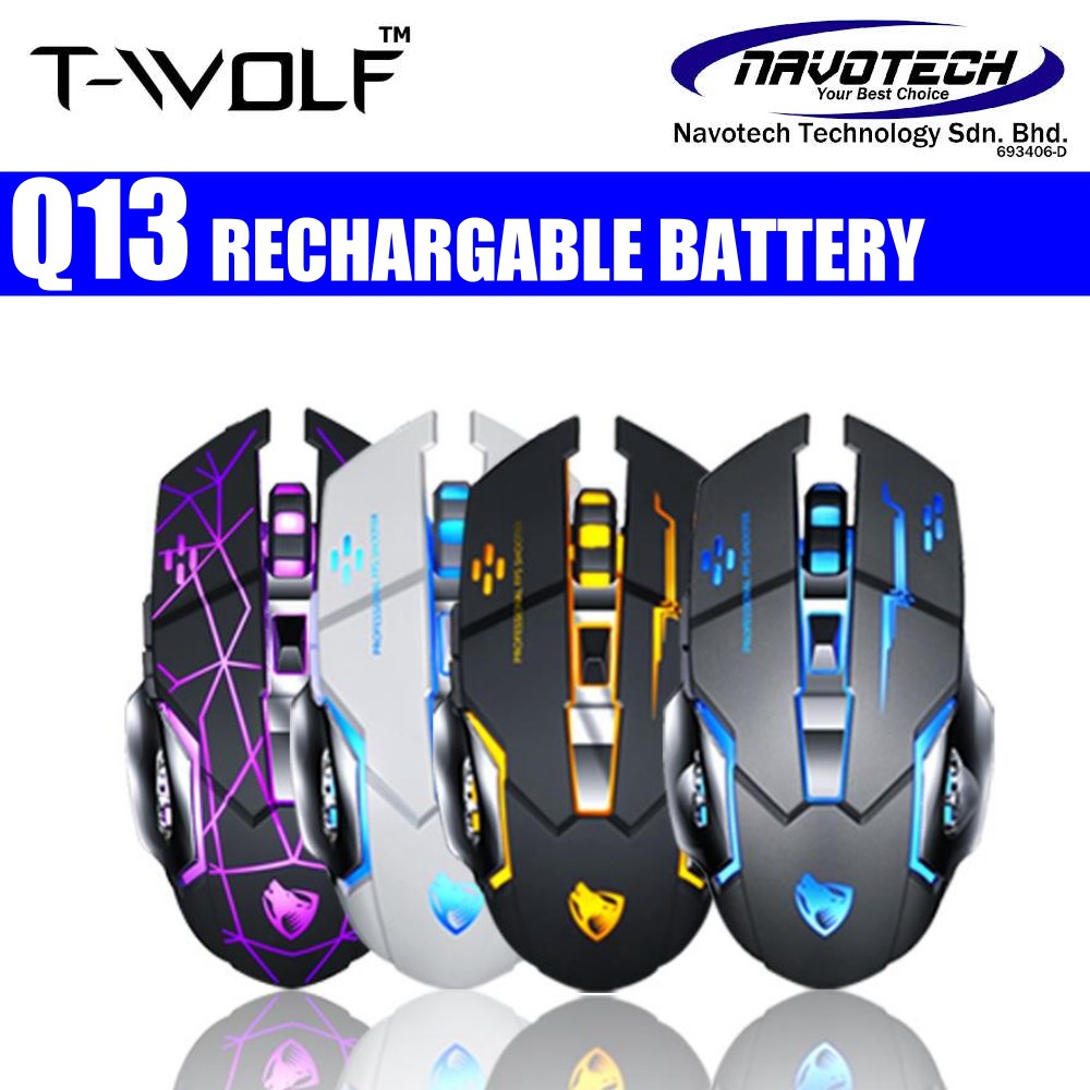 T-WOLF Gaming Mouse Wireless Q13 Rechargable Battery Wireless Mouse ...