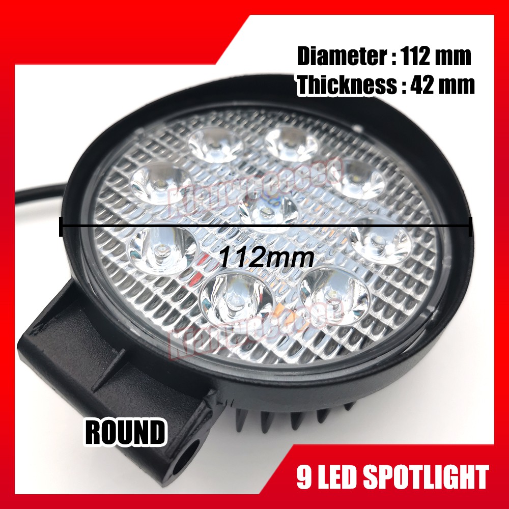 9 LED 27W THICK Car Truck Lorry Spotlight Work Light (SQUARE/ROUND ...