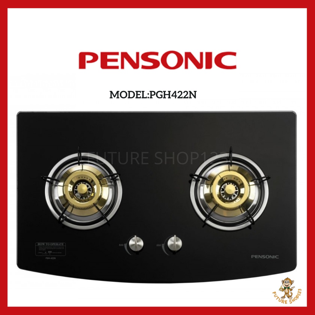 Pensonic PGH-422N 2 Burners Built-In Hob with Tempered Glass Top Gas ...