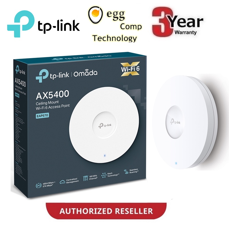 TP-LINK EAP670 AX5400 CEILING MOUNT DUAL BAND WIFI 6 ACCESS POINT [TL ...