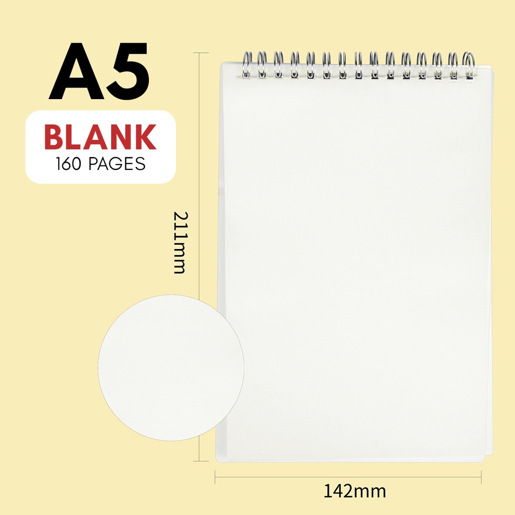 WHITESPACE 160pgs A5 B5 A4 Transparent Flip Up Sketchbook Notebook ...