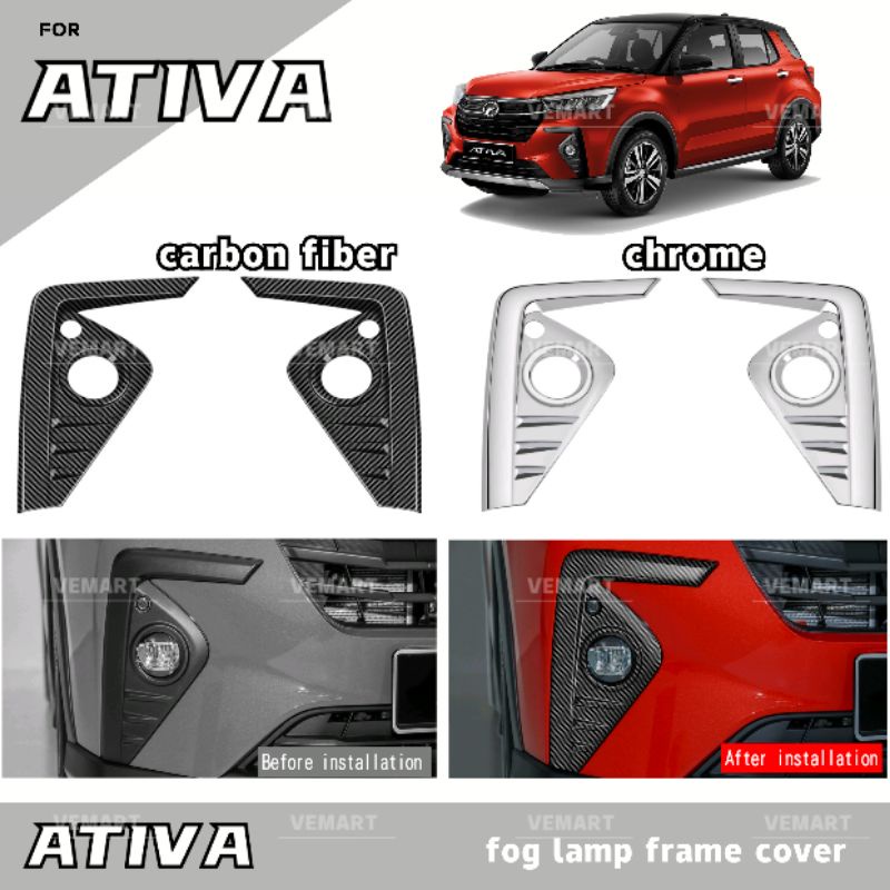 Vemart Perodua ativa carbon fiber fog lamp frame cover garnish ...
