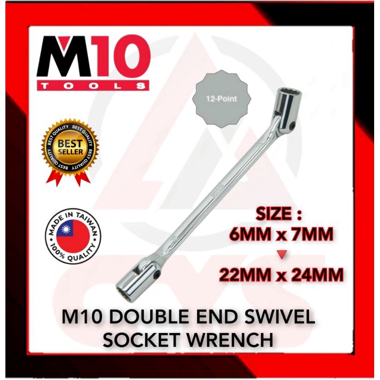 (100% QUALITY) M10 TOOLS DOUBLE END SWIVEL SOCKET WRENCH (METRIC ...