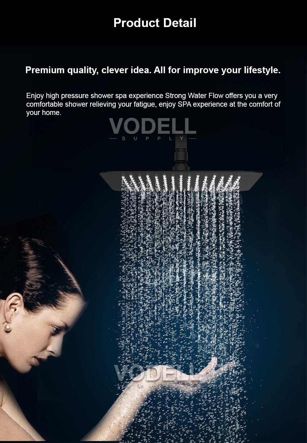 VODELL Stainless Steel Shower Head Rainfall Set High Pressure Kepala ...