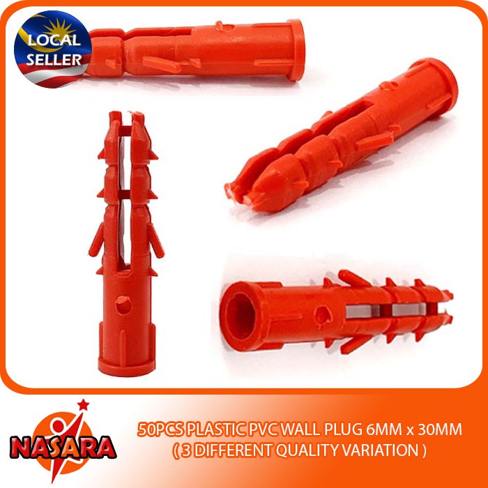 Nasara 50 Pcs Plastic Pvc Wall Plug 6mm x 30mm / 砖墙孔胶塞 | Shopee Malaysia
