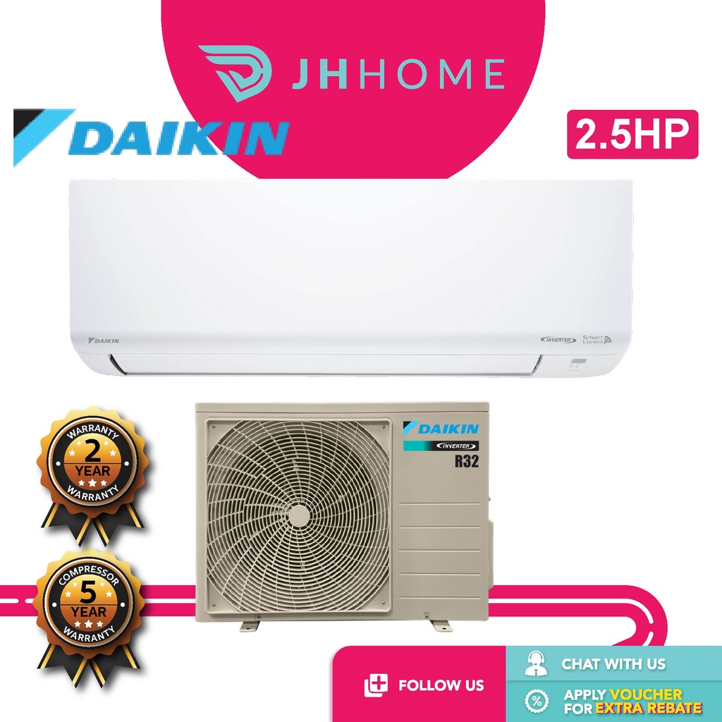 Daikin 2.5HP R32 Standard Inverter Air Conditioner | FTKF Series | Econo Mode | FTKF71A/RKF71A ...