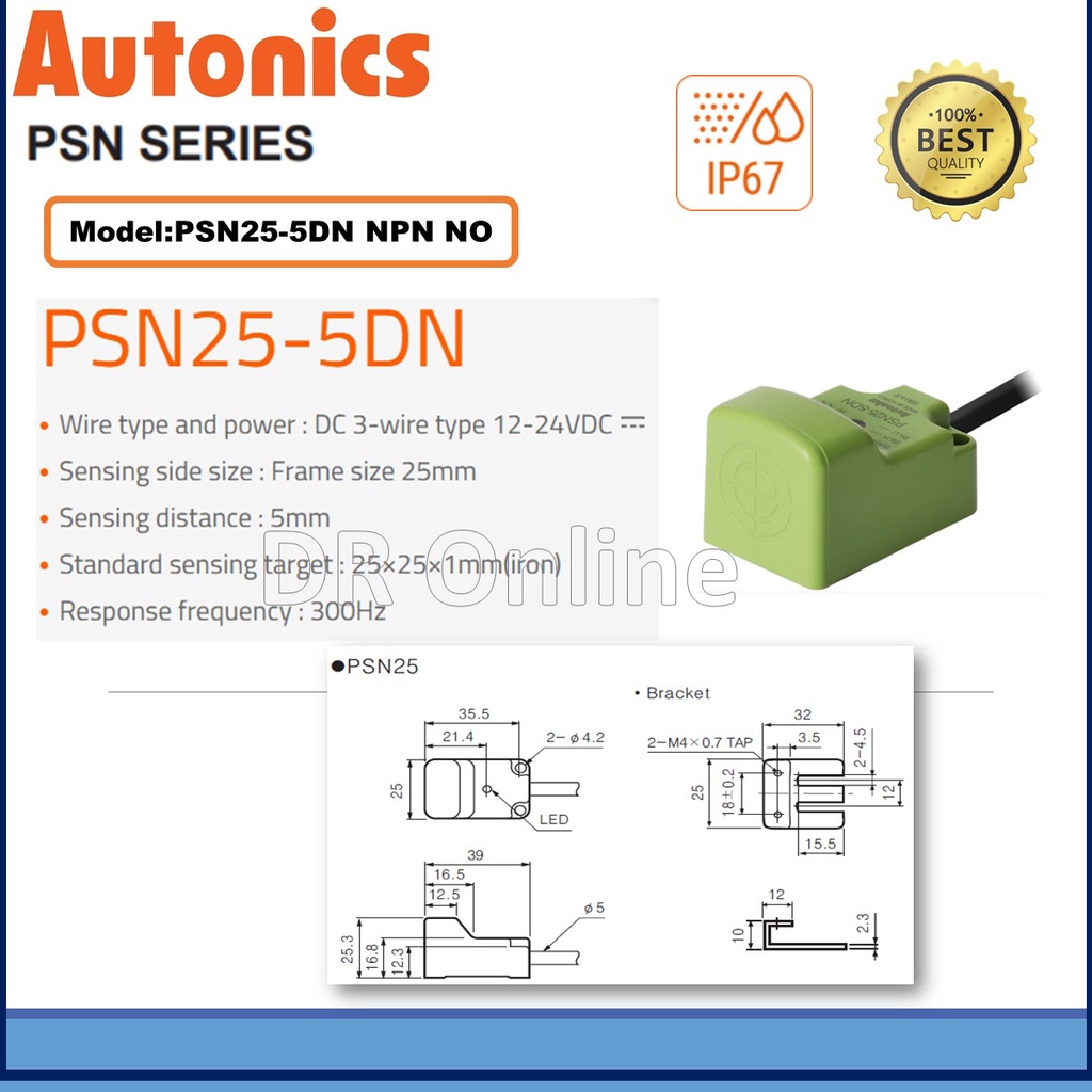 Autonics Proximity Sensor PSN25-5DN M25, 12-24VDC Sensing5MM DC3 WIRE ...