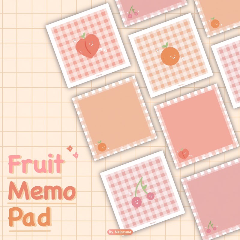 Fruit memo pad Fruit Bujo Diary Cute Aesthetic sticky notes Peach ...