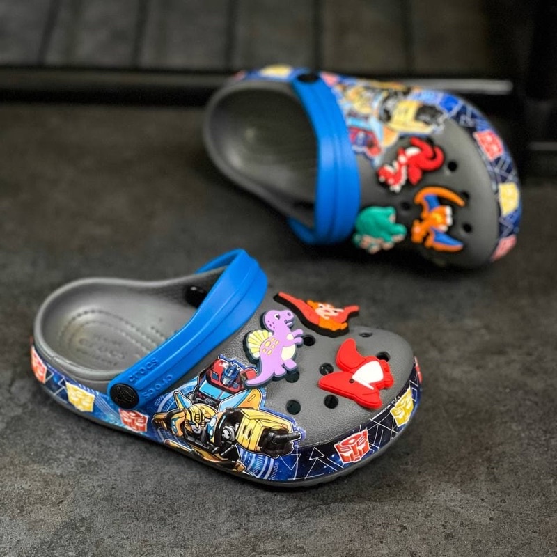 Cross robot transformers slippers for kids with 6 stickers | Shopee ...