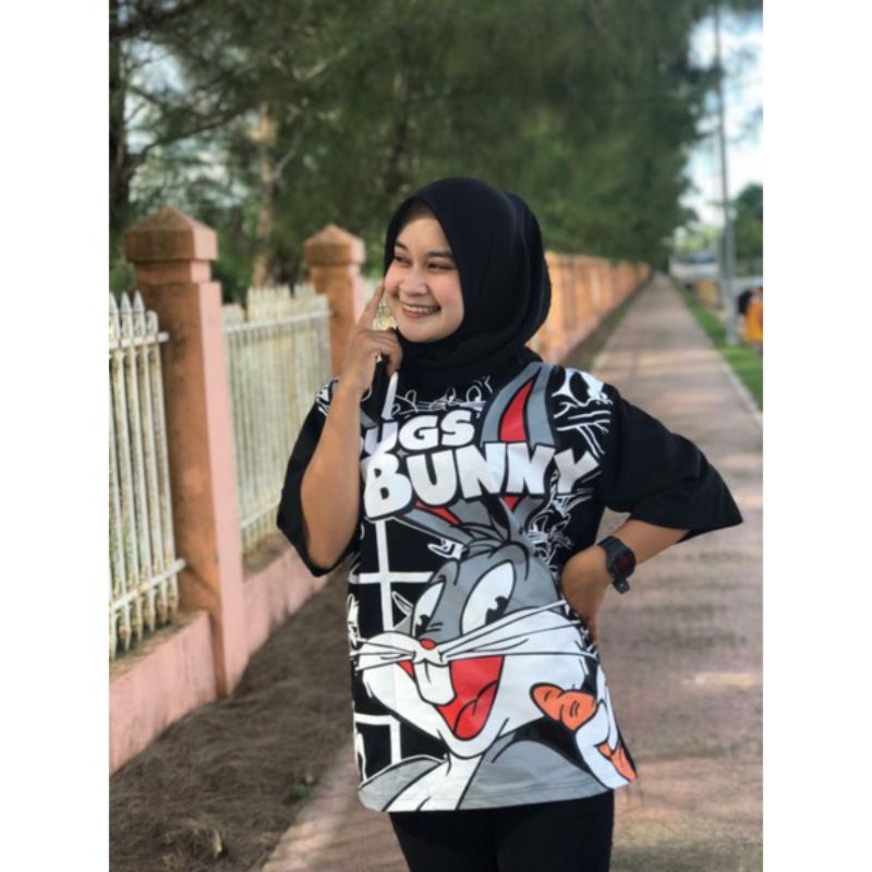 BAJU PEREMPUAN TOP TSHIRT VIRAL DEWASA LENGAN SUKU BUNNY | Shopee Malaysia