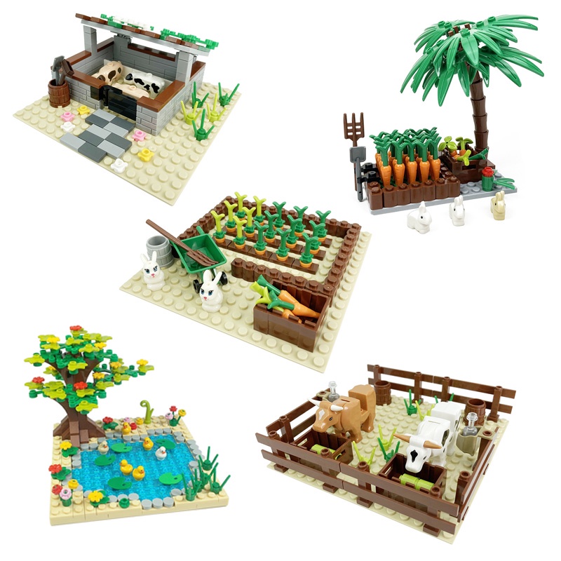 Farm Animals Crops Building Blocks Toys DIY MOC Scene Assembly Block ...