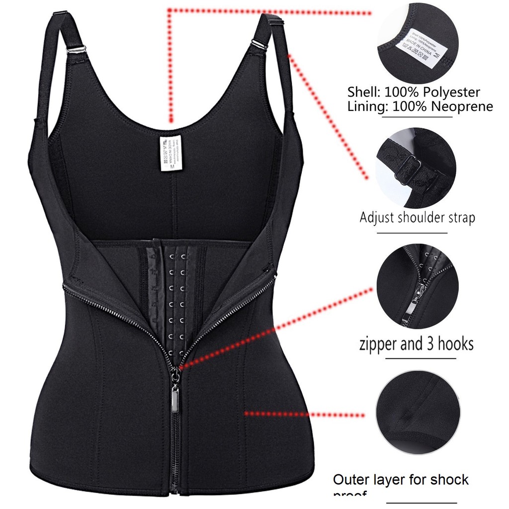 Ready Stock Double Layer Adjustable Strap Waist Trainer with Zip Corset ...