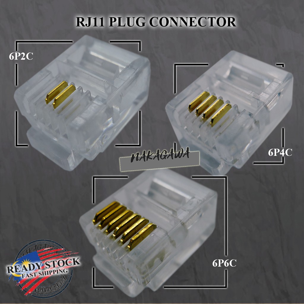 ( 6P2C 6P4C 6P6C ) 10PCS / 50PCS / 100PCS RJ11 RJ-11 PLUG CONNECTOR ...