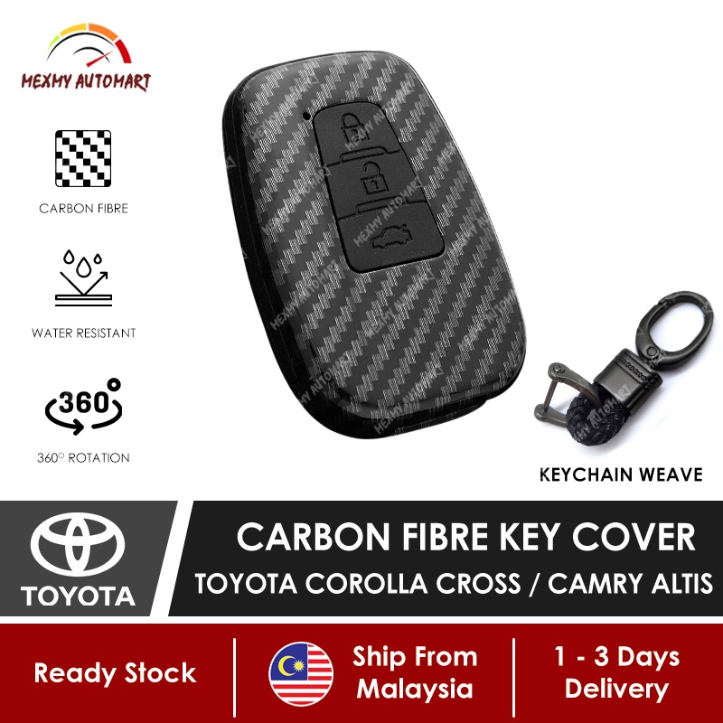 Toyota Corolla CROSS / CAMRY / ALTIS Car Carbon Fibre Key Cover Remote ...