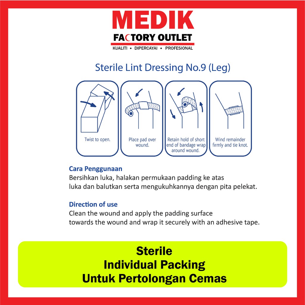 Sterile Lint Dressing No 7/8/9/13/14/15/16 | Shopee Malaysia
