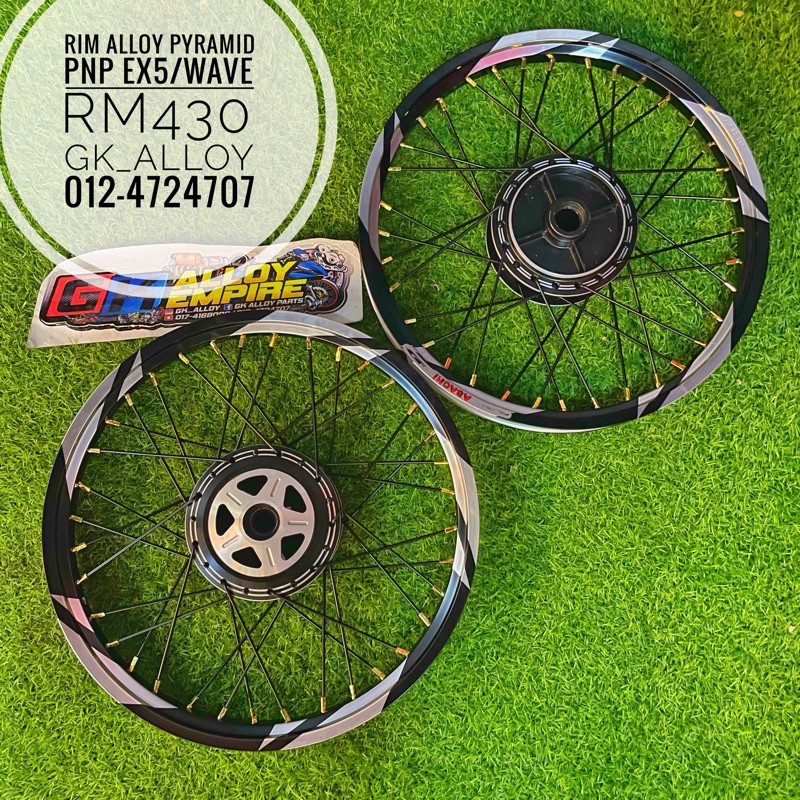 RIM ALLOY THUNDER HITAM + LIDI HITAM + HUB CNC PNP EX5 , EX5 DREAM ...