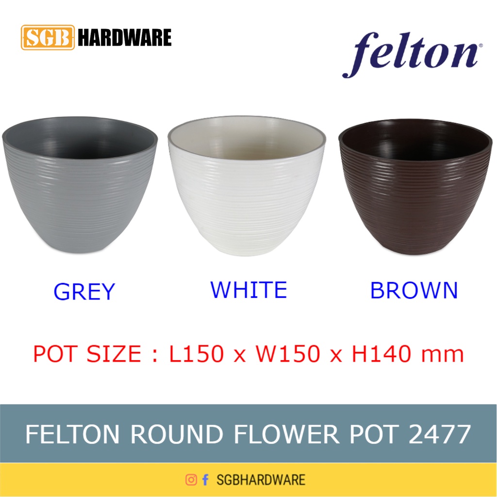 FELTON ROUND FLOWER POT 2477 - WHITE / DARK BROWN / GREY PASU BUNGA ...