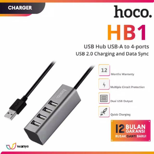 Original HOCO HB1 USB-A to 4 Ports USB 2.0 Charging And Data Hub ...