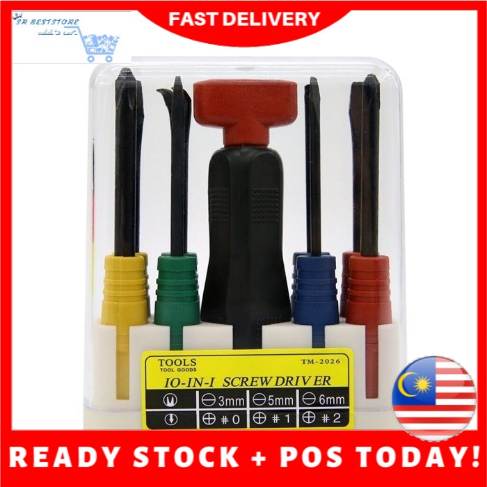 Pemutar Skru Carbon Steel Screwdriver Set Hardware Tools Kit 9 In 1 ...