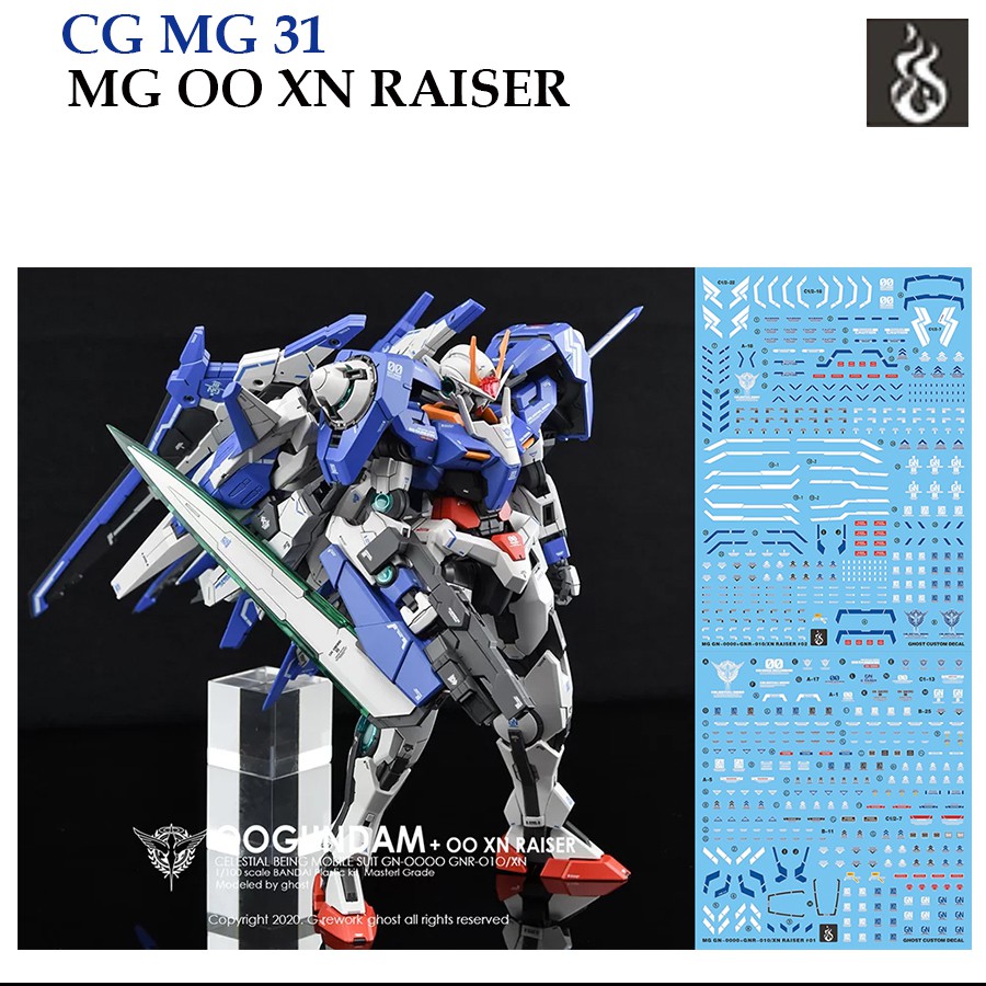 [COPY GHOST] MG31 MG 1/100 OO XN RAISER GUNDAM WATER SLIDE DECAL [White Fluorescent] | Shopee ...