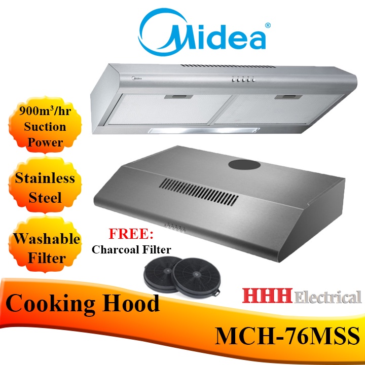 MIDEA COOKING HOOD STAINLESS STEEL 76CM MCH-76MSS | Shopee Malaysia