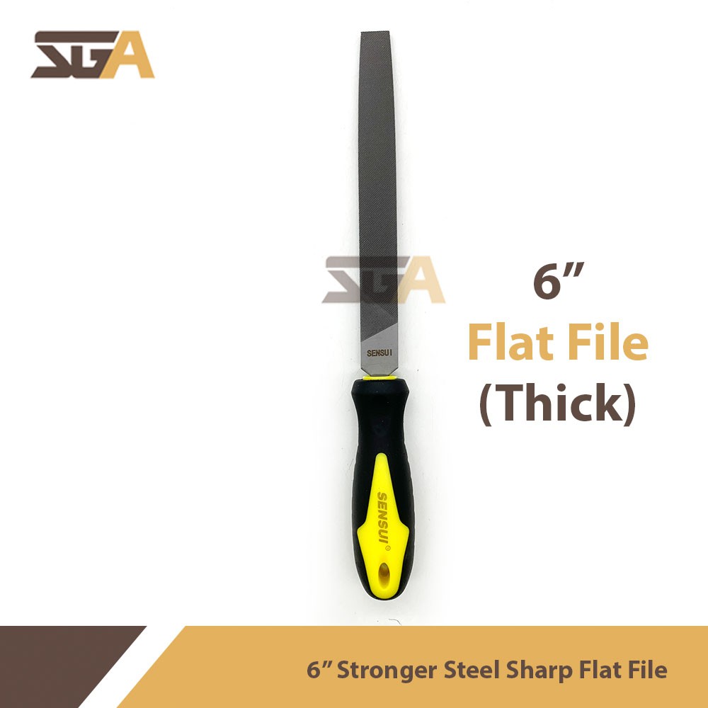 SENSUI 6" High Quality Thick / Thin Flat File Stronger Steel Sharp File ...