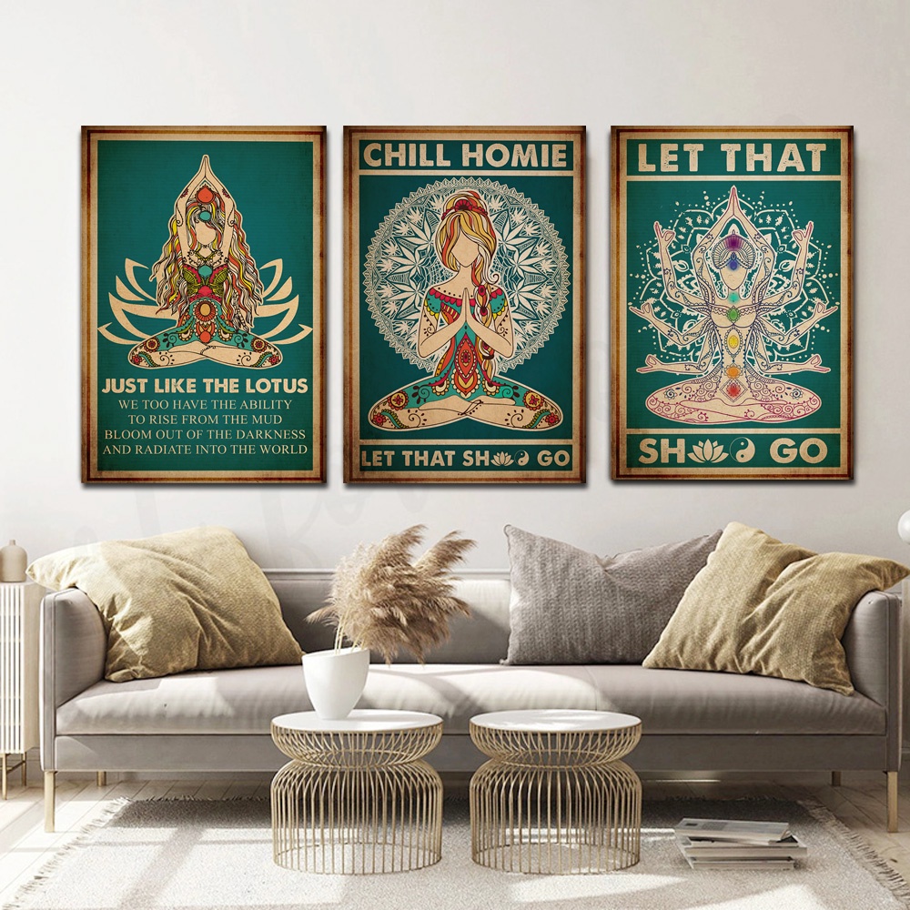 Meditation Chakra Yoga Poses Print Posters Girl Power Mindfulness Zen ...