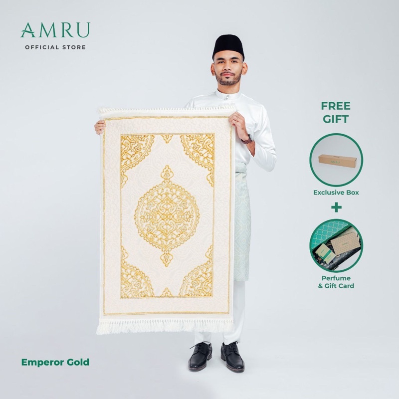 (ORIGINAL MADINAH) AMRU Sajada - Orhan Series (Emperor Gold) Sejadah ...