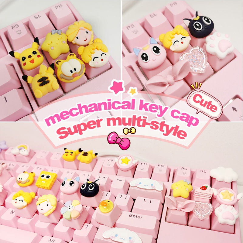 【A Keycap】Mechanical Keyboard ABS Keycap DIY Handiwork Cartoon Pink Cat ...