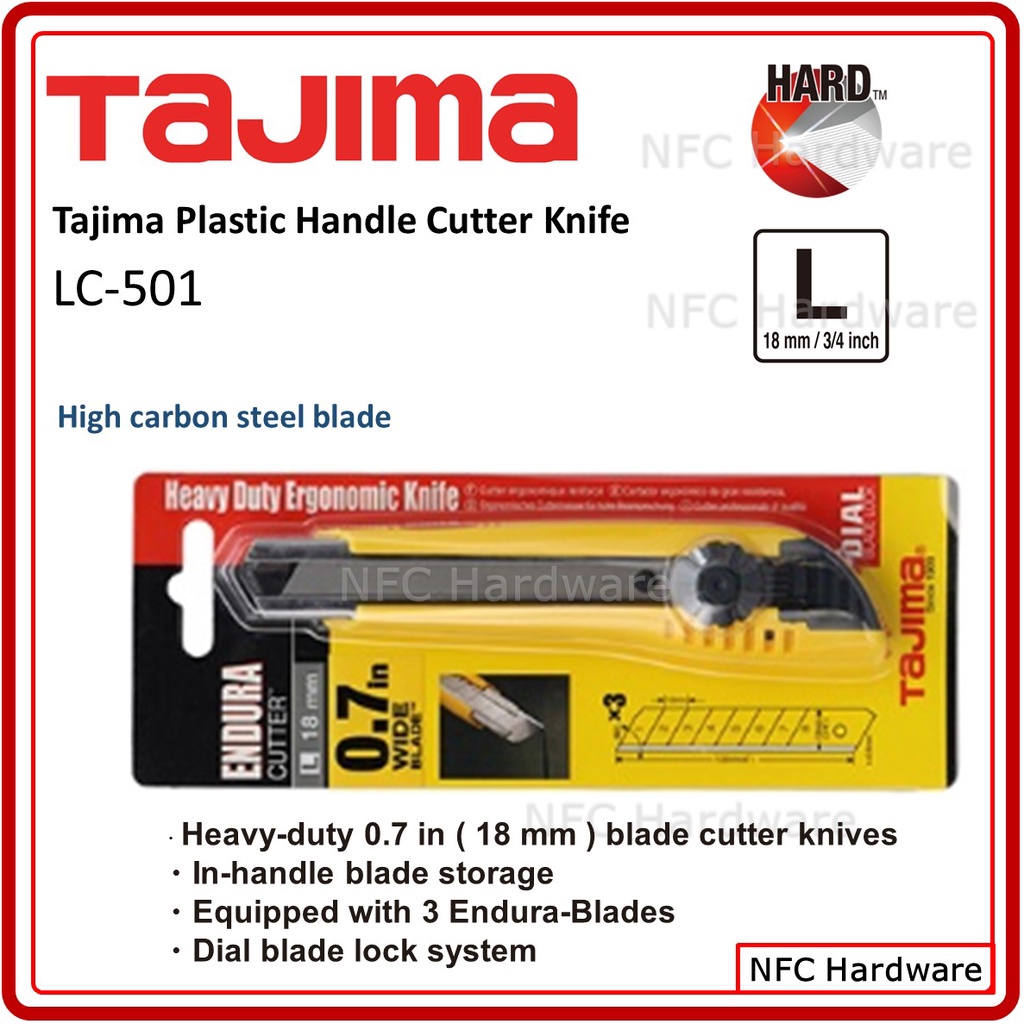 Tajima Plastic Handle Cutter Knife LC-501 (Random Colours) for Art / Craft / Industry Paper Cut ...
